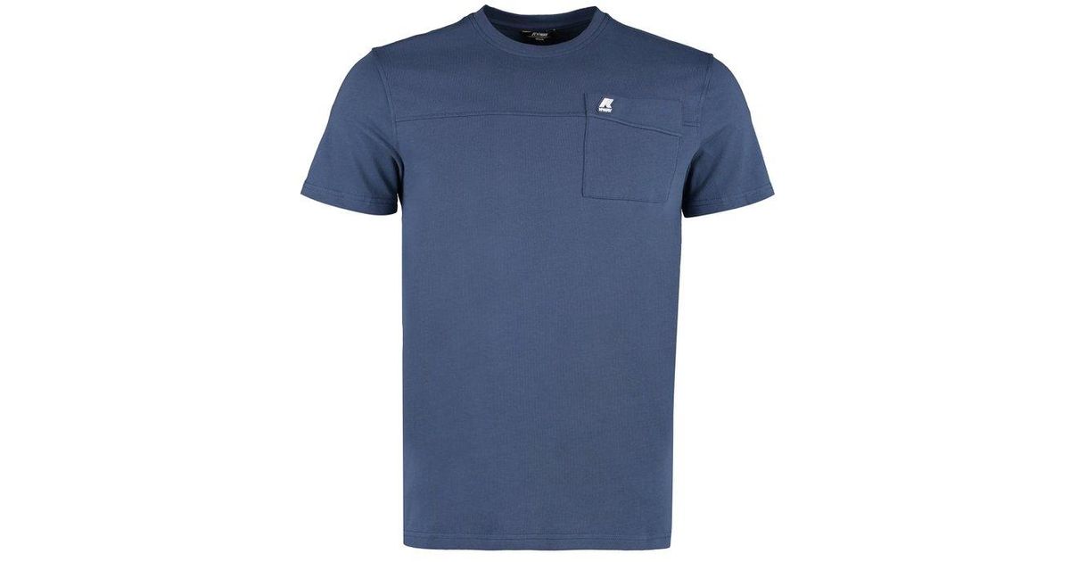 K-Way Logo Patch Crewneck T-shirt in Blue for Men | Lyst