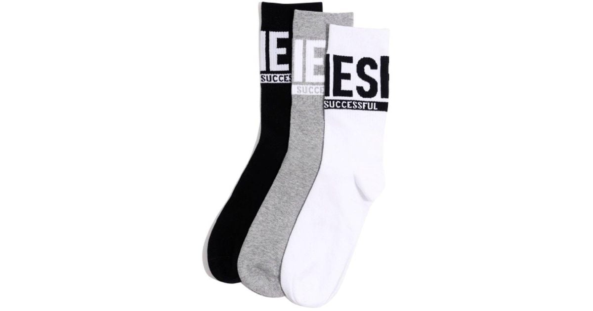 DIESEL Skm-Ray-Threepack Stretched Socks in Black for Men | Lyst