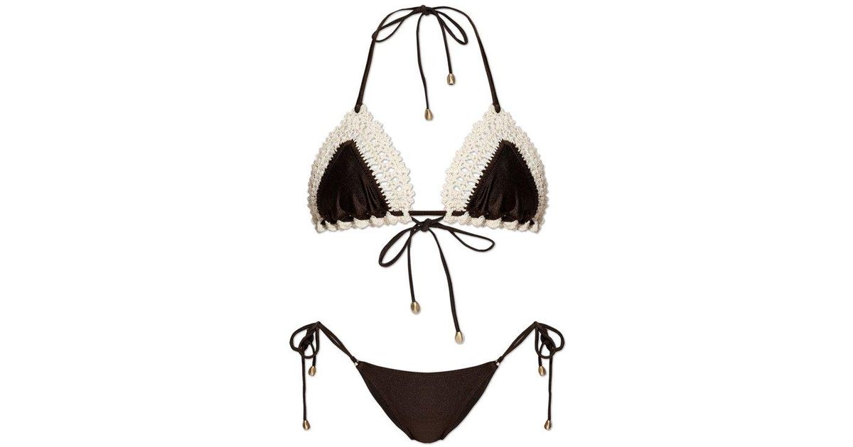 Zimmermann Acacia Crochet Tri Bikini in Black | Lyst UK