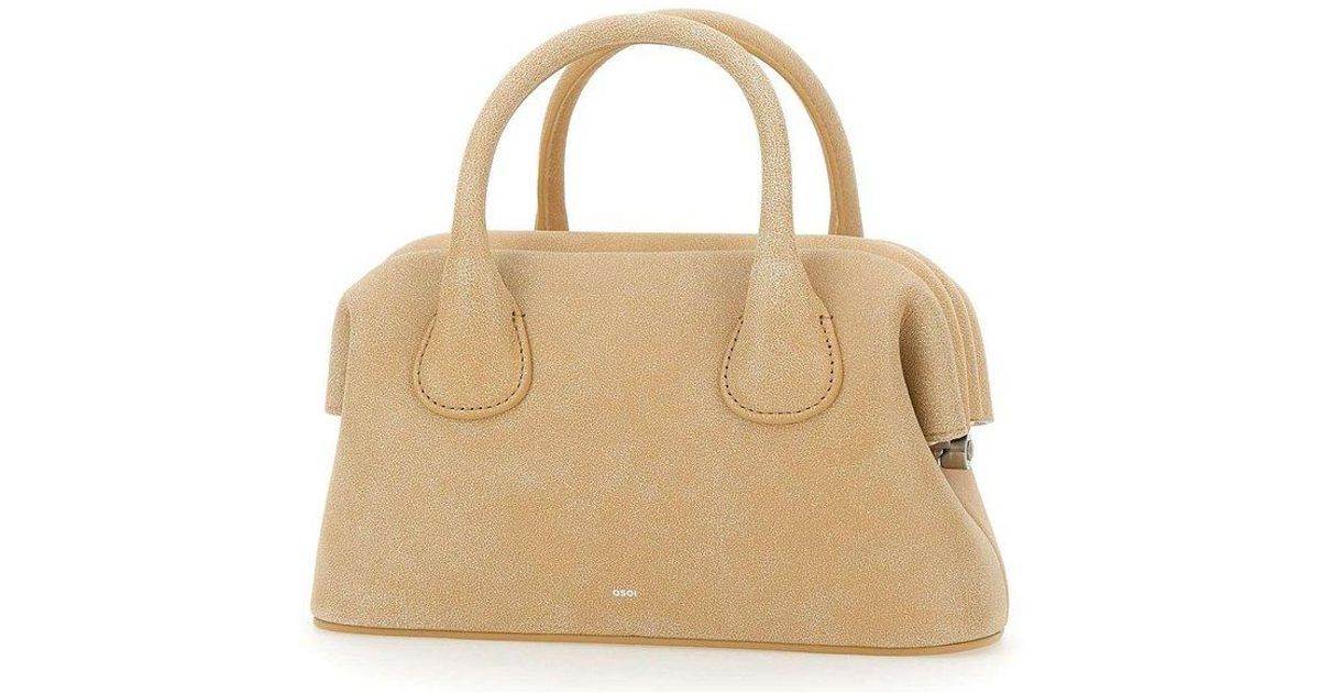OSOI Mini Boat Pleated Detailed Tote Bag in Natural | Lyst