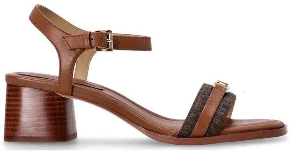 Michael Kors Mandy Signature Logo Sandals in Brown | Lyst