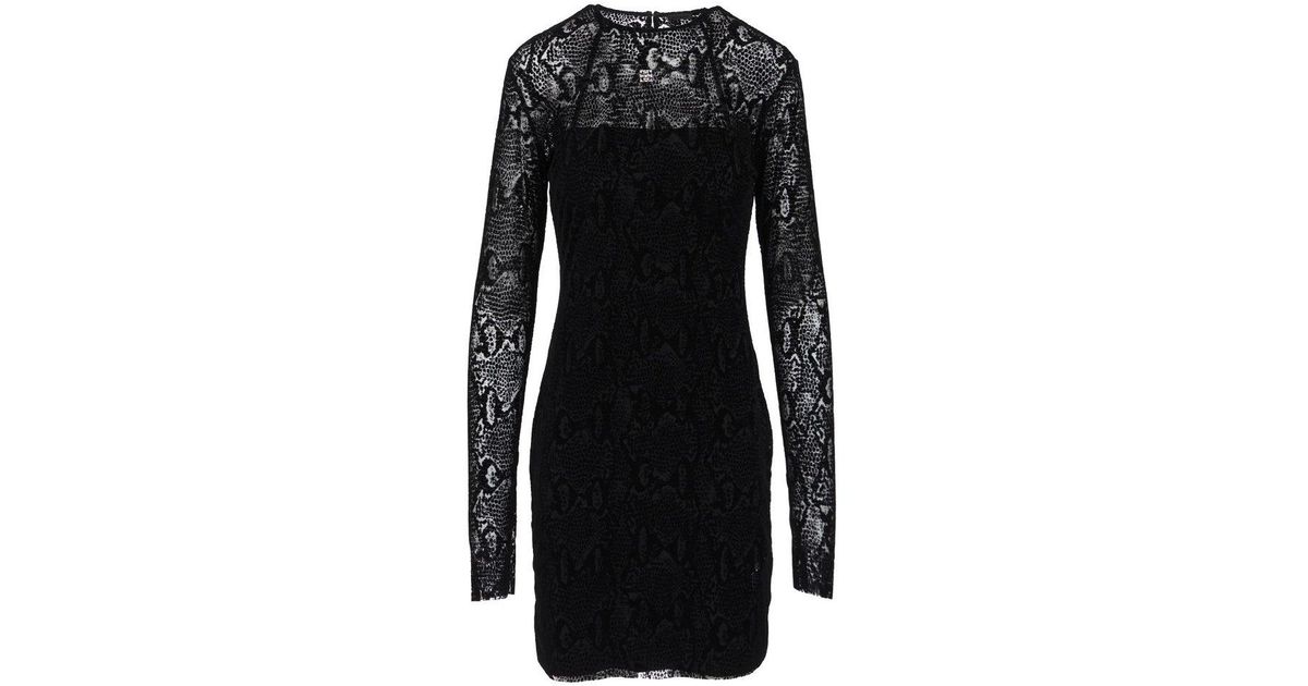 Givenchy Mini Dress With Tulle Pattern in Black | Lyst