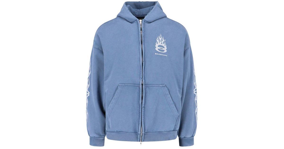 Balenciaga Burning Unity Hoodie in Blue for Men | Lyst