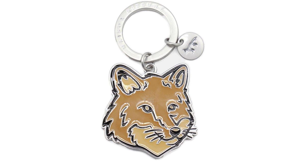Maison Kitsuné Fox Head Keychain in White | Lyst