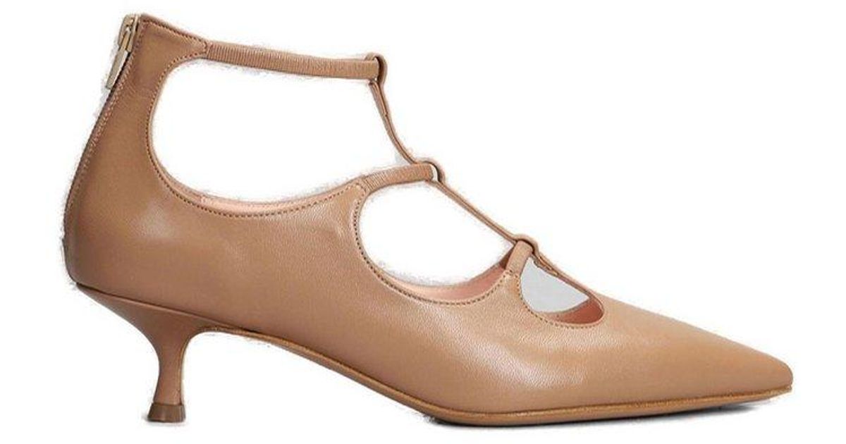 Anna F. Pointed Toe Strappy Pumps in Brown | Lyst