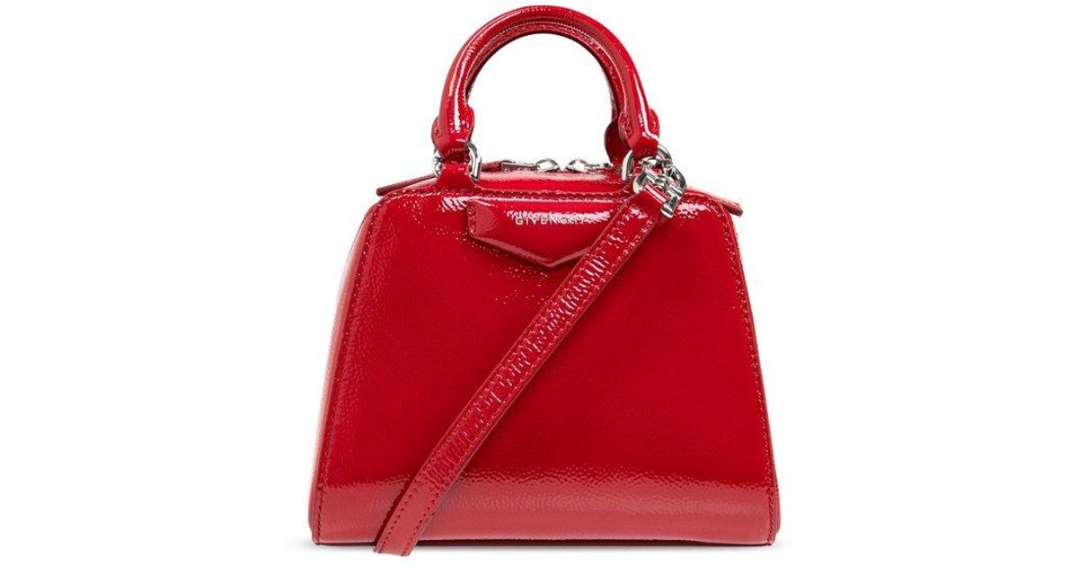 Givenchy Antigona Cube Nano Patent Leather Tote Bag in Red | Lyst
