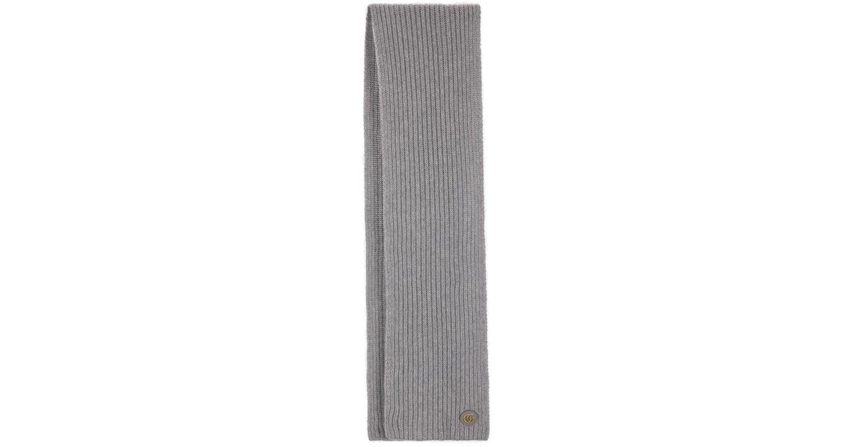 Gucci Logo Patch Knit Scarf in Gray | Lyst