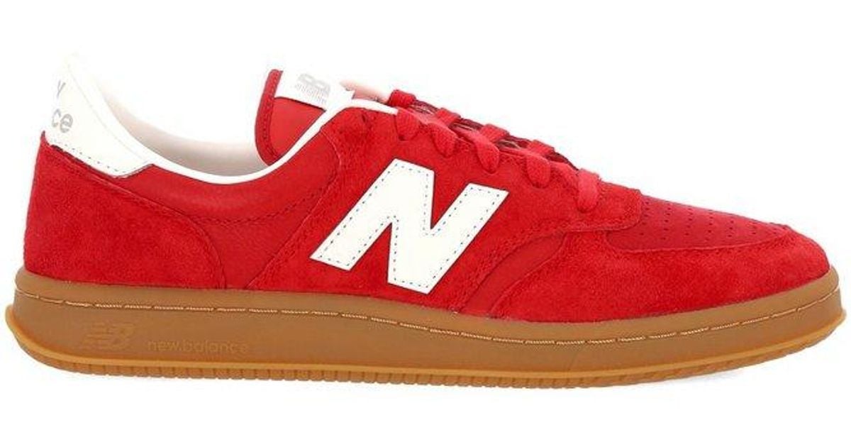 New Balance T500 Lace-Up Sneakers in Red | Lyst