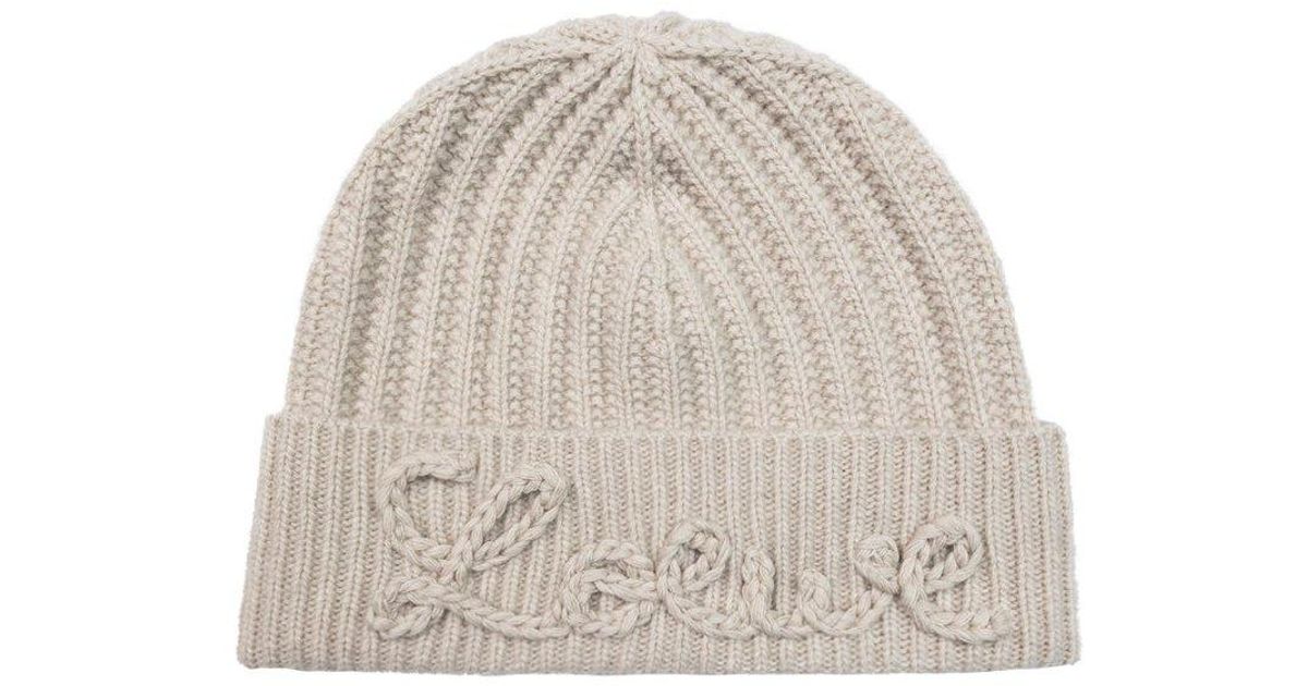 Loewe Wool Hat With Logo in Natural | Lyst UK