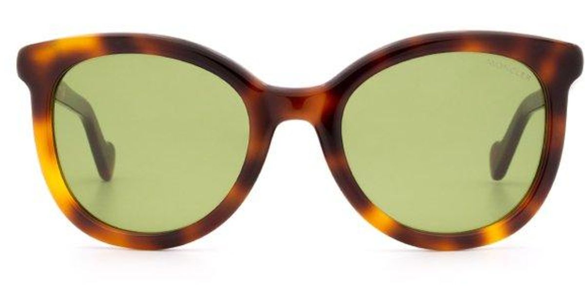Moncler Round Frame Sunglasses in Green | Lyst UK