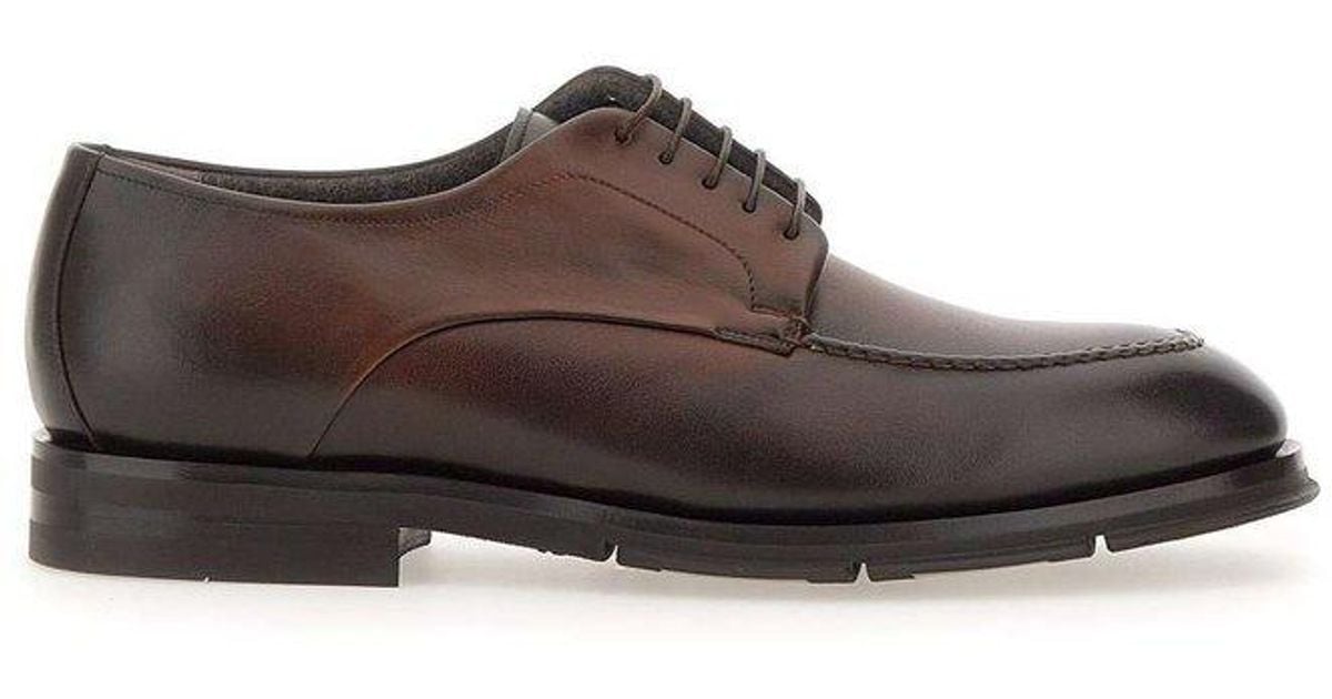 Santoni Stacked Heel Gradient-Effect Derby Shoes in Brown for Men | Lyst