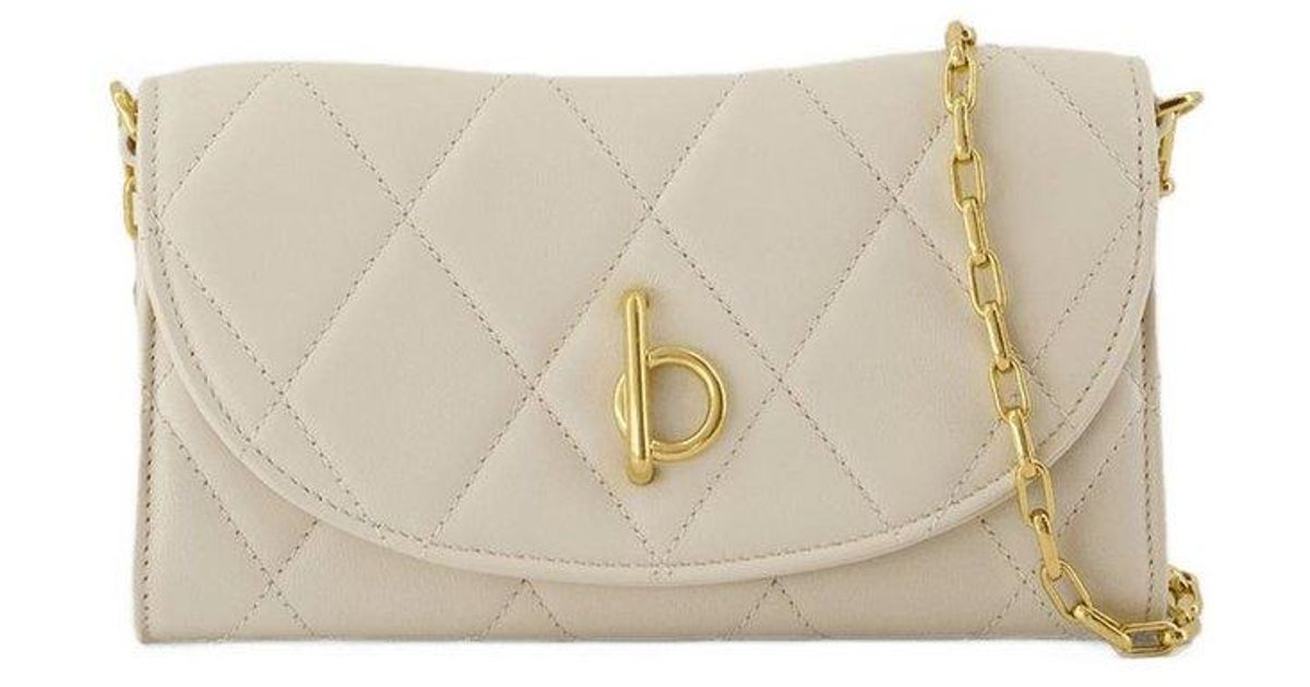 Burberry Rocking Horse Chain Strap Wallet in White | Lyst
