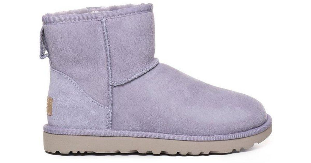 UGG Classic Mini Ii Logo-Patch Ankle Boots in Purple | Lyst