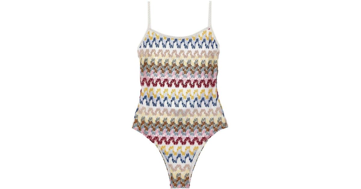 Missoni Wave One-Piece Swimsuit in White | Lyst