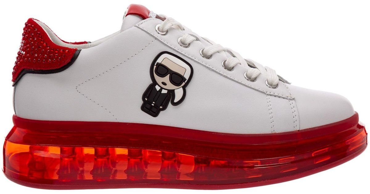 Karl Lagerfeld Leather K/ikonik Transparent Sneakers in Red | Lyst Canada