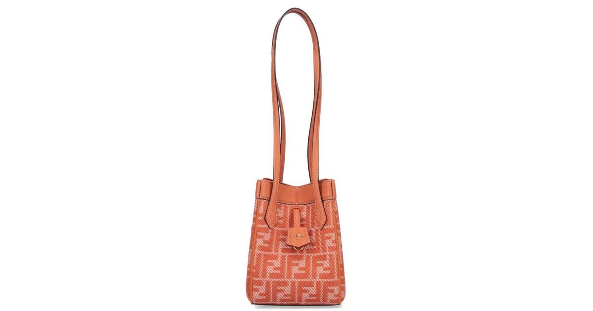 Fendi Origami Ff Jacquard Mini Shoulder Bag in Orange | Lyst
