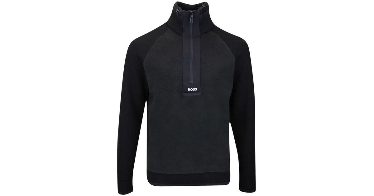 BOSS Half Zip Regular-Fit Sweater in Blue for Men | Lyst
