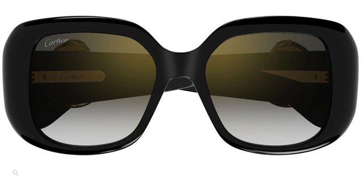 Cartier Square Frame Sunglasses in Black | Lyst