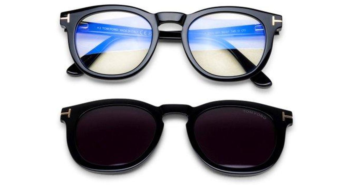 Tom Ford Pantos Frame Clip On Glasses In Blue For Men Lyst