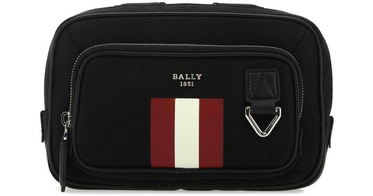 Bally Logo Stripe Zipped Shoulder Bag In Black For Men Lyst