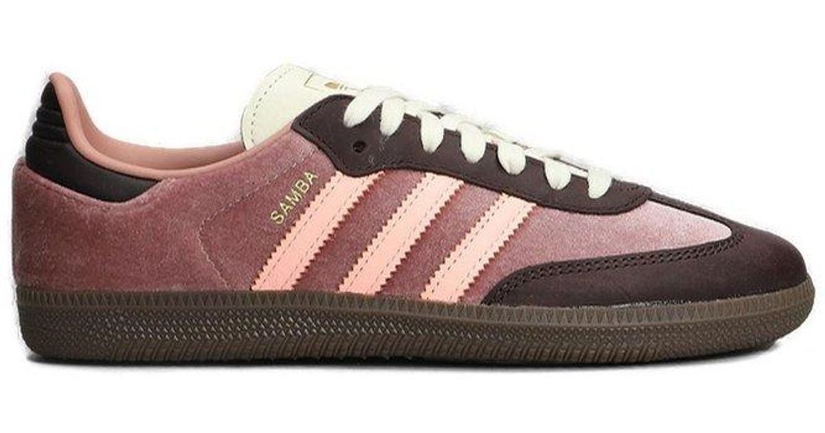 adidas Originals Samba Og Lace-Up Velvet Sneakers in Brown | Lyst