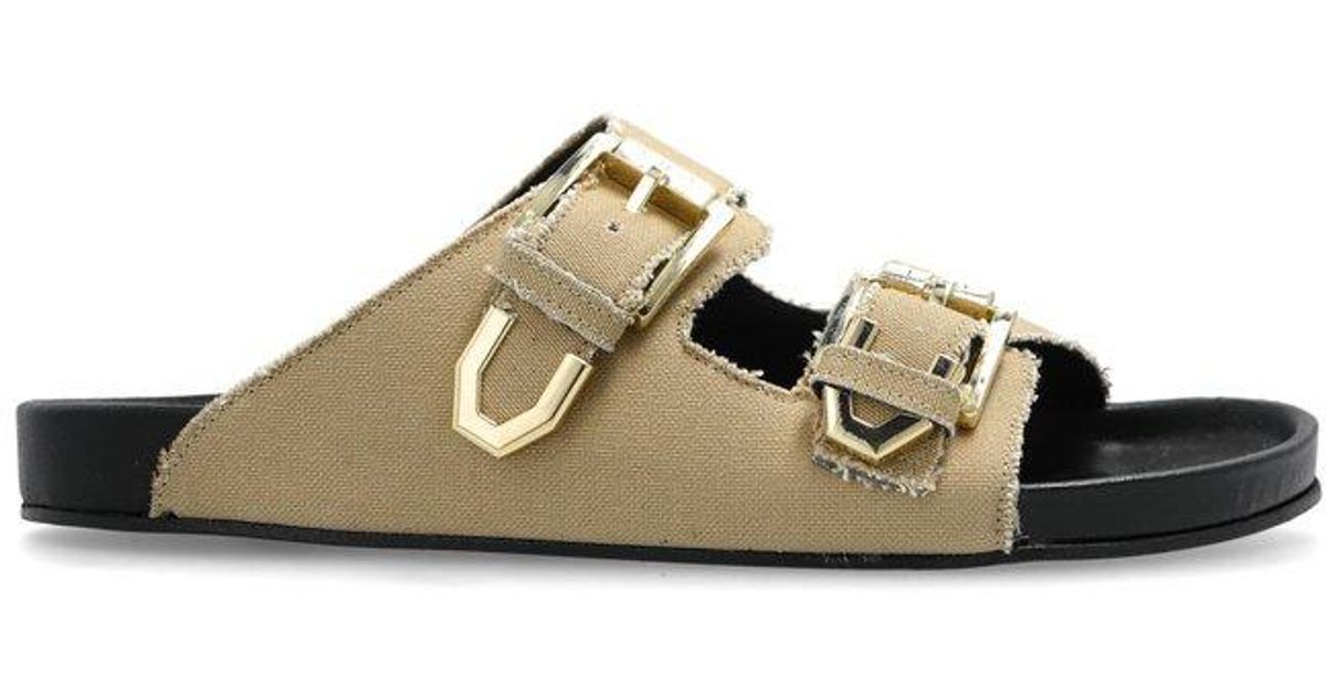 IRO Twin Buckle Slide Sandals in Natural | Lyst