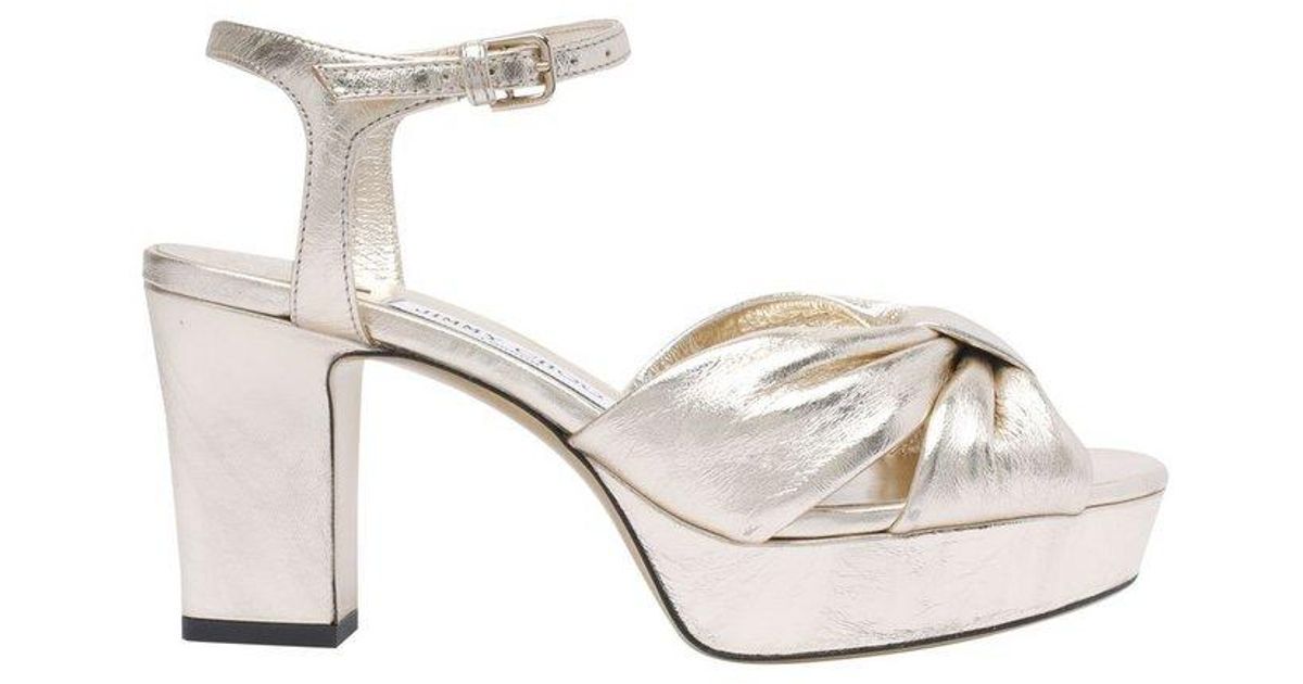 Jimmy Choo Heloise 80 Round Toe Heeled Sandals in White | Lyst