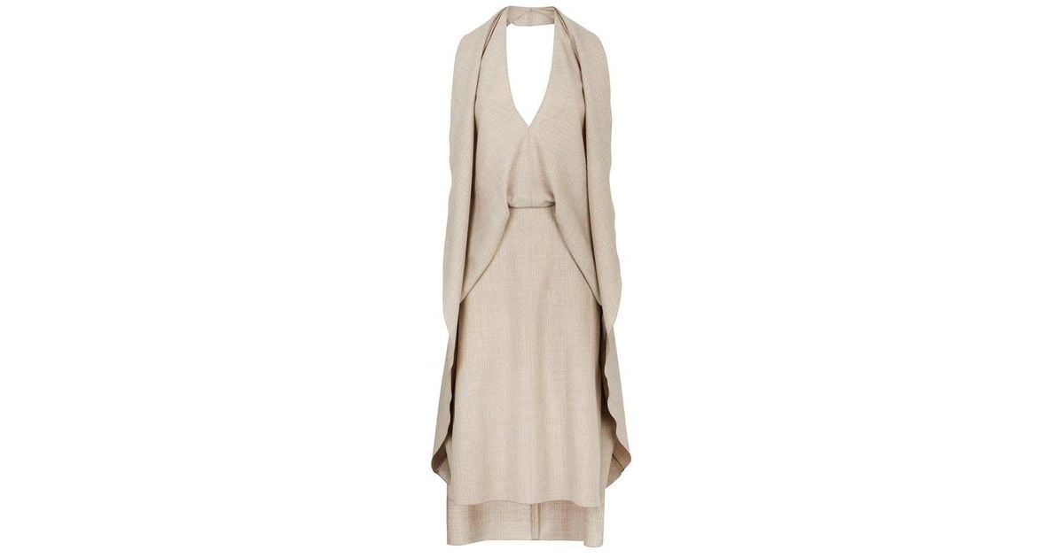 Fendi Draped Cape Detailed Backless Dress in Natural | Lyst