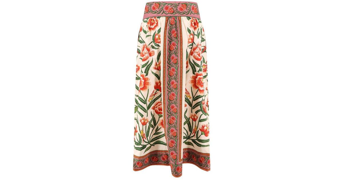 FARM Rio Floral Pattern Skirt in White | Lyst