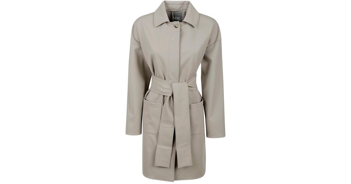 Max Mara Lodi Belted Trench Coat in Gray | Lyst
