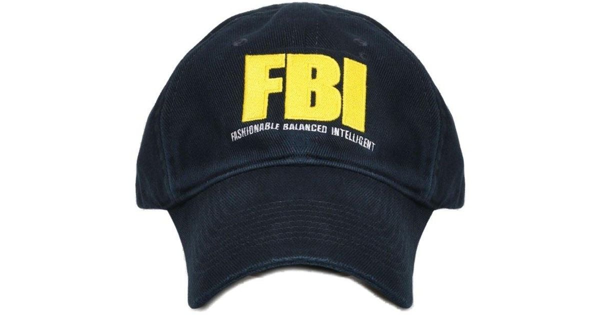 Balenciaga Fbi Embroidered Baseball Cap in Blue | Lyst
