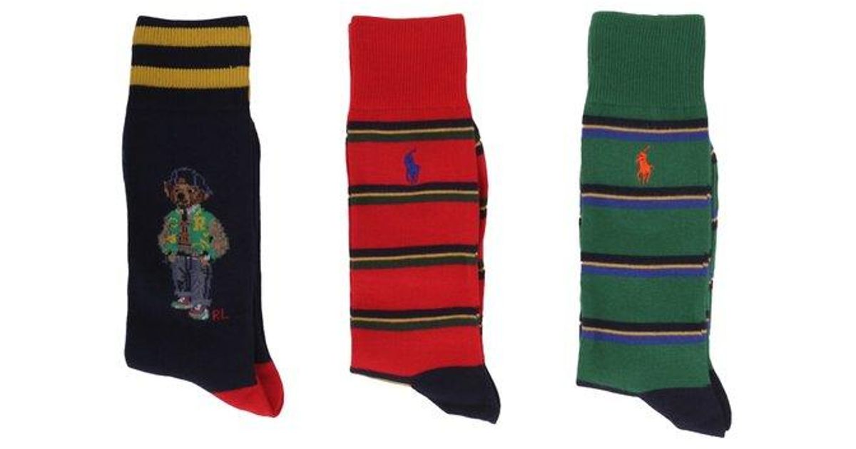 Polo Ralph Lauren Striped Three Pack Socks in Red for Men | Lyst