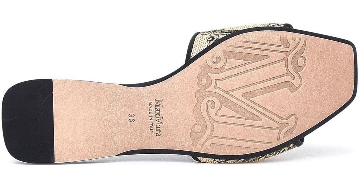 Max Mara Synthetic Jacquard Raffia Flat Sandals | Lyst Australia