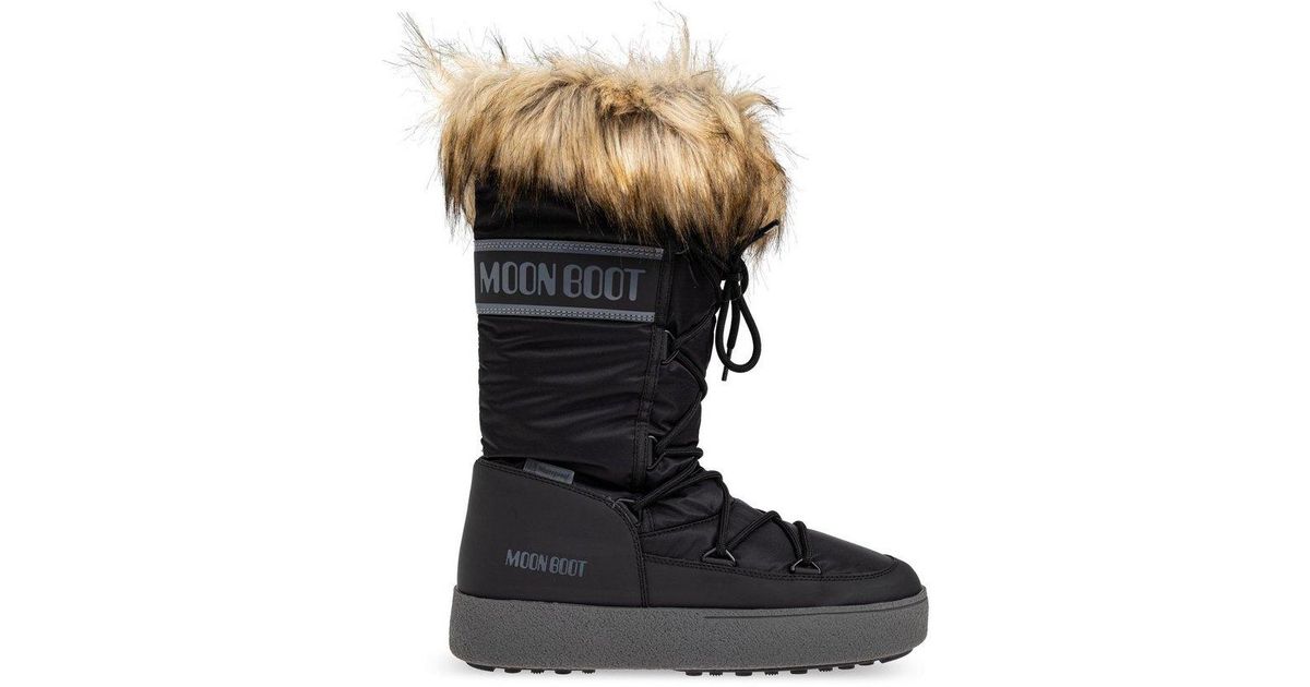 Moon Boot Ltrack Monaco Round Toe Snow Boots in Black | Lyst