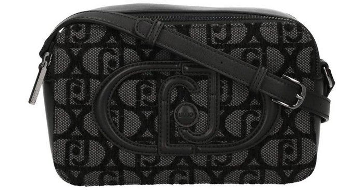 Liu Jo Monogram Jacquard Zipped Crossbody Bag in Black | Lyst