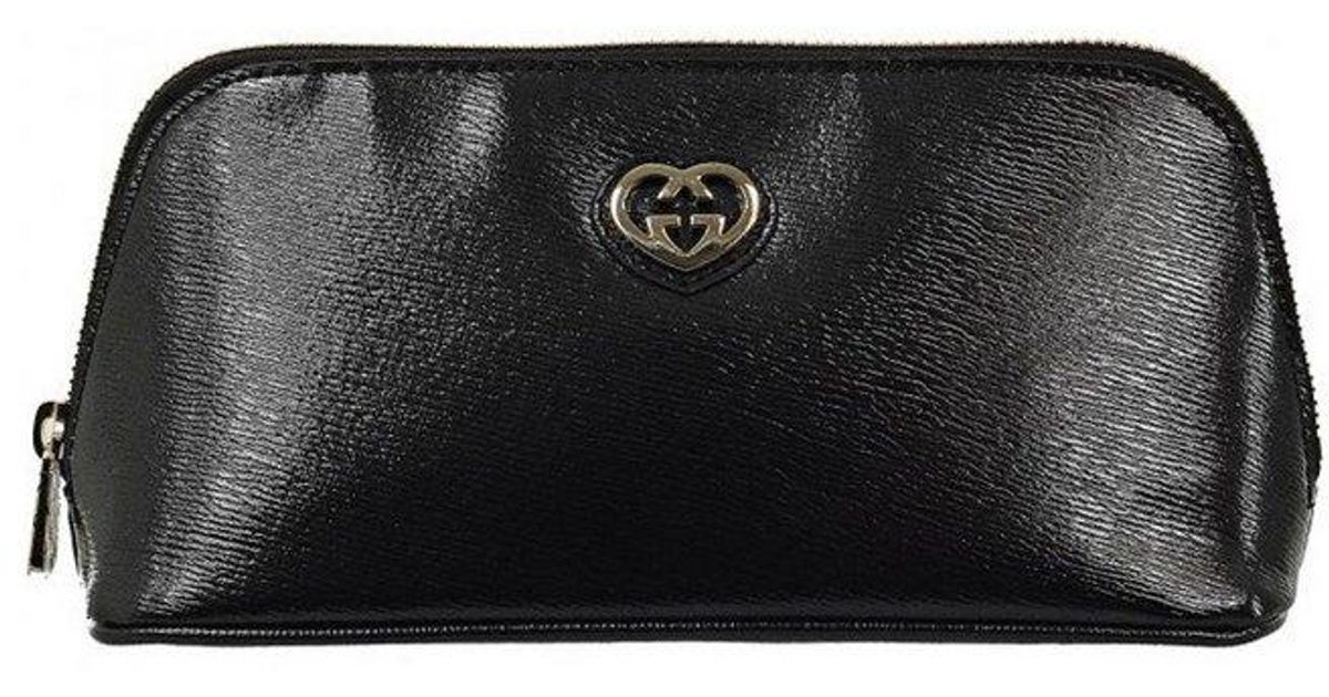 Gucci Gg Heart Logo Zipped Cosmetic Bag in Black | Lyst