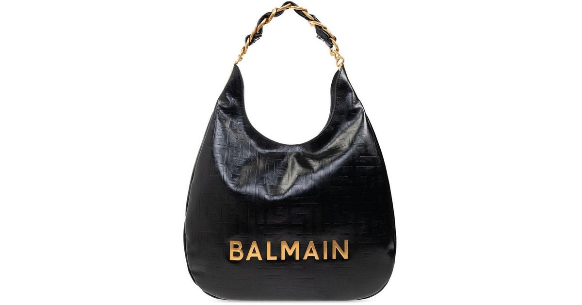 Balmain Logo Lettering 1945 Soft Large Shoulder Bag in Black | Lyst