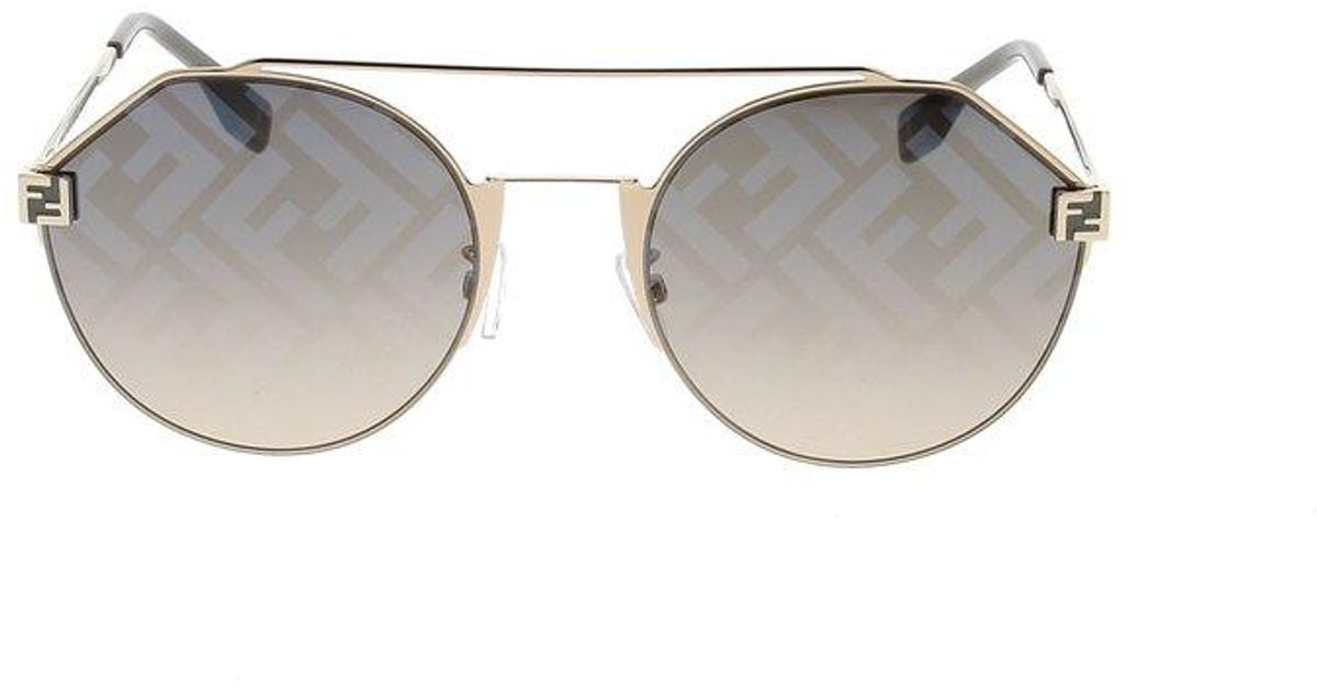 Fendi Round Frame Sunglasses in Black | Lyst UK