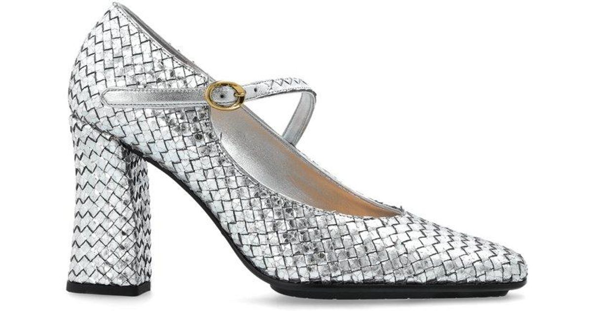 Bottega Veneta Step Square Toe Pumps in Metallic | Lyst