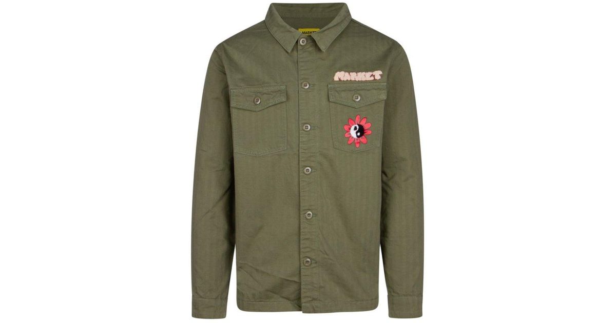 Market Breathwork Army Button-up Jacket in Green for Men | Lyst