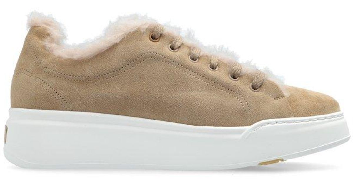 Max Mara Shearling Low-Top Sneakers in Natural | Lyst
