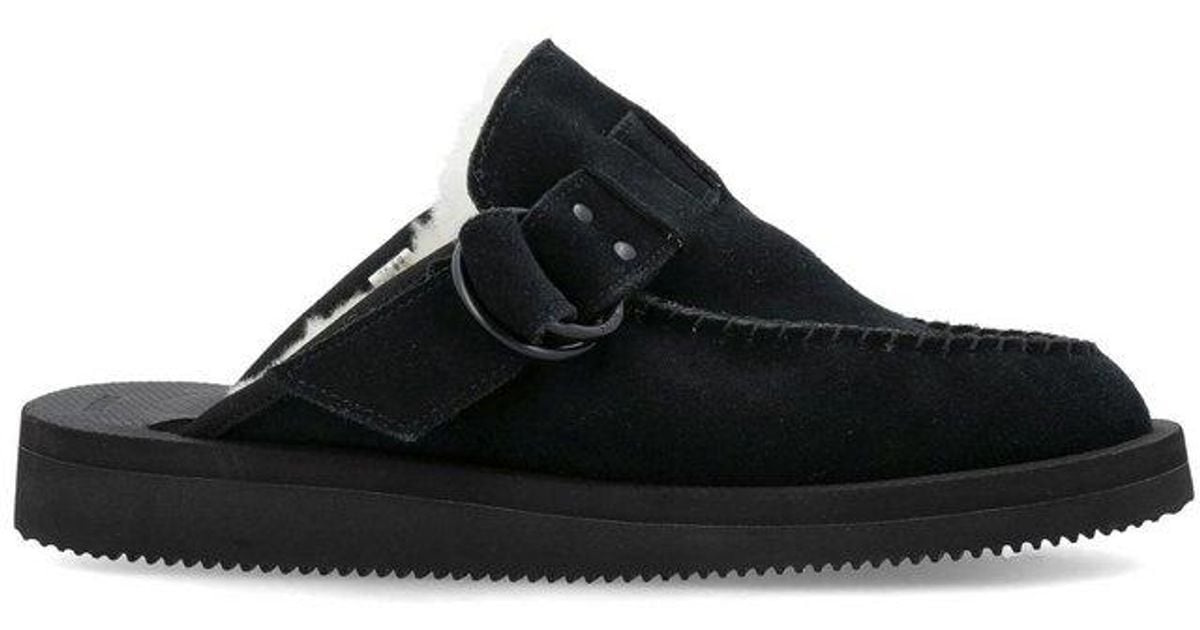 Suicoke Lemi Buckle Detailed Slip-on Slippers in Black | Lyst