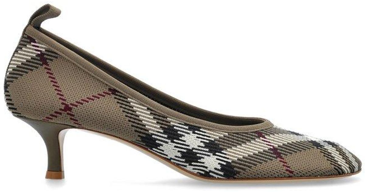 Burberry Check Jacquard Pumps in Brown | Lyst UK