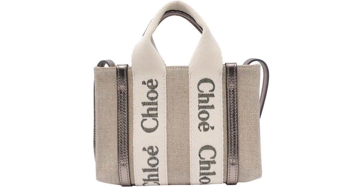 Chloé Mini Woody Tote Bag in Metallic | Lyst
