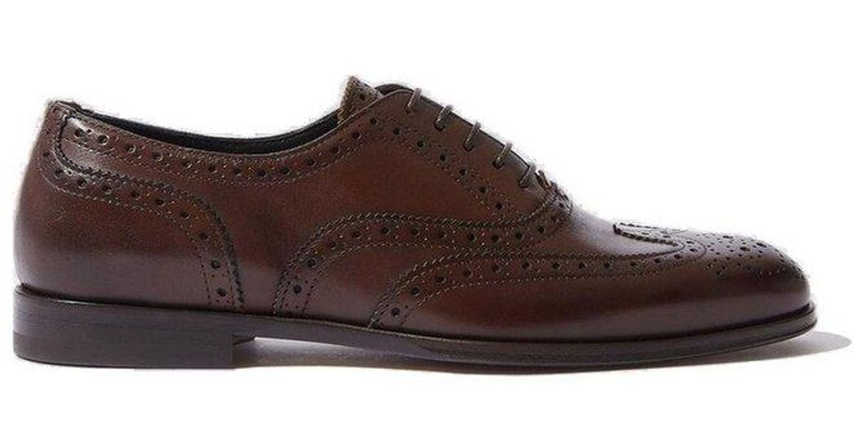 SCAROSSO Judy Round-Toe Lace-Up Brogues in Brown | Lyst