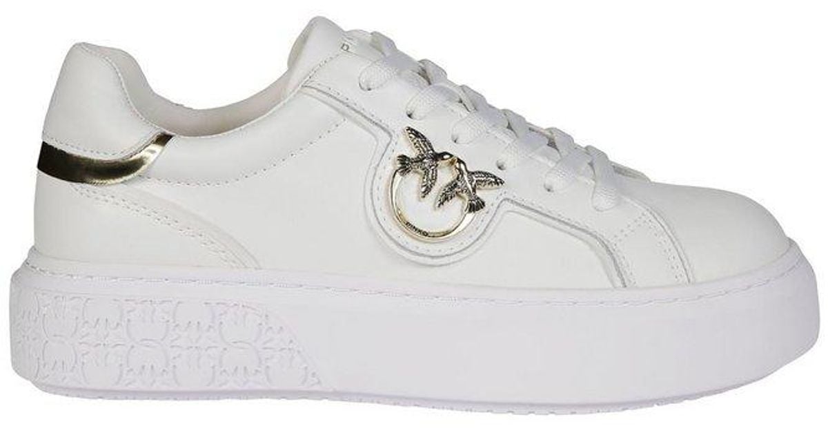 Pinko Logo Detailed Platform Low-Top Sneakers in White | Lyst