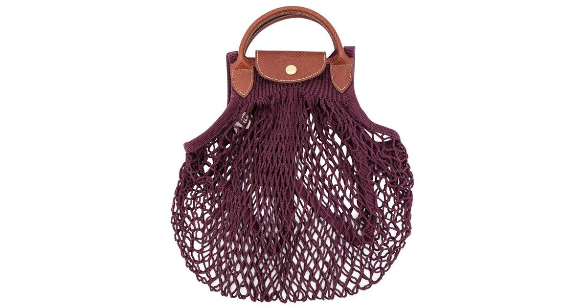 Longchamp Le Pliage Filet Top Handle Bag in Red | Lyst