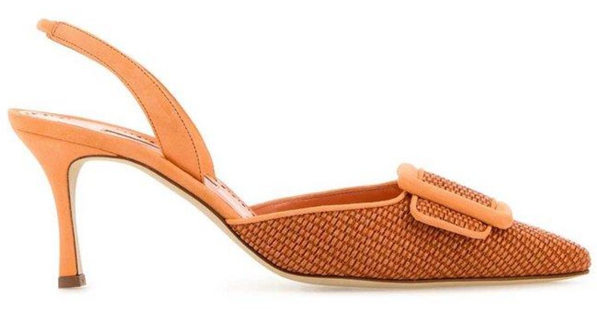 Manolo Blahnik Mayslibi Slingback Pumps in Brown | Lyst