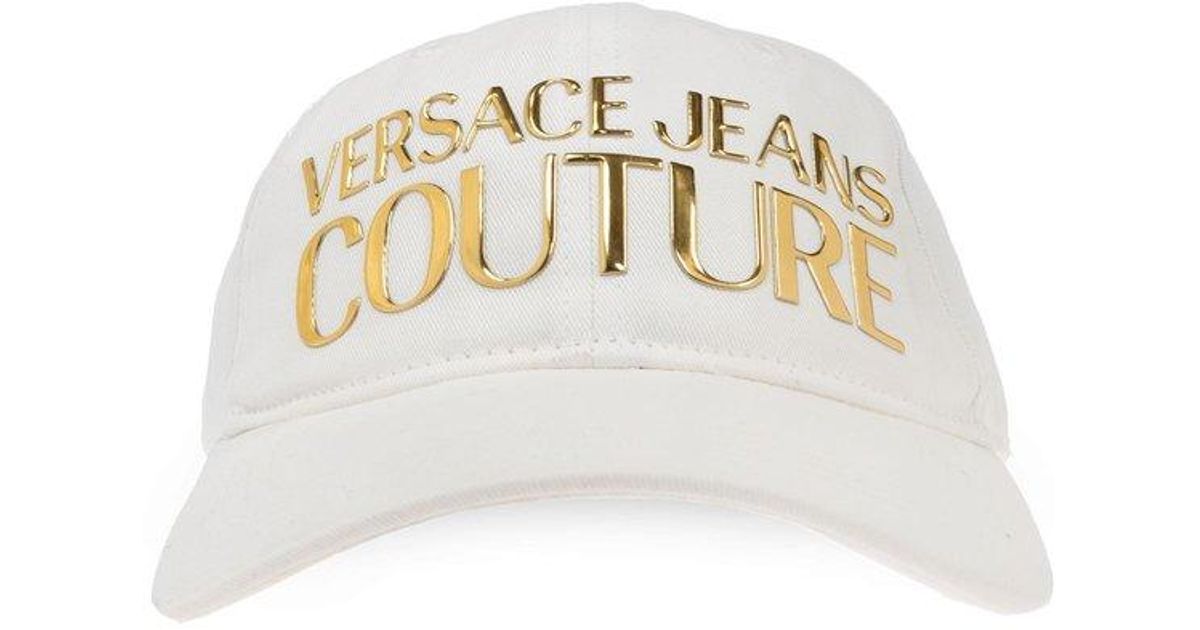 Versace Jeans Couture Logo Embellished Hat in White for Men | Lyst
