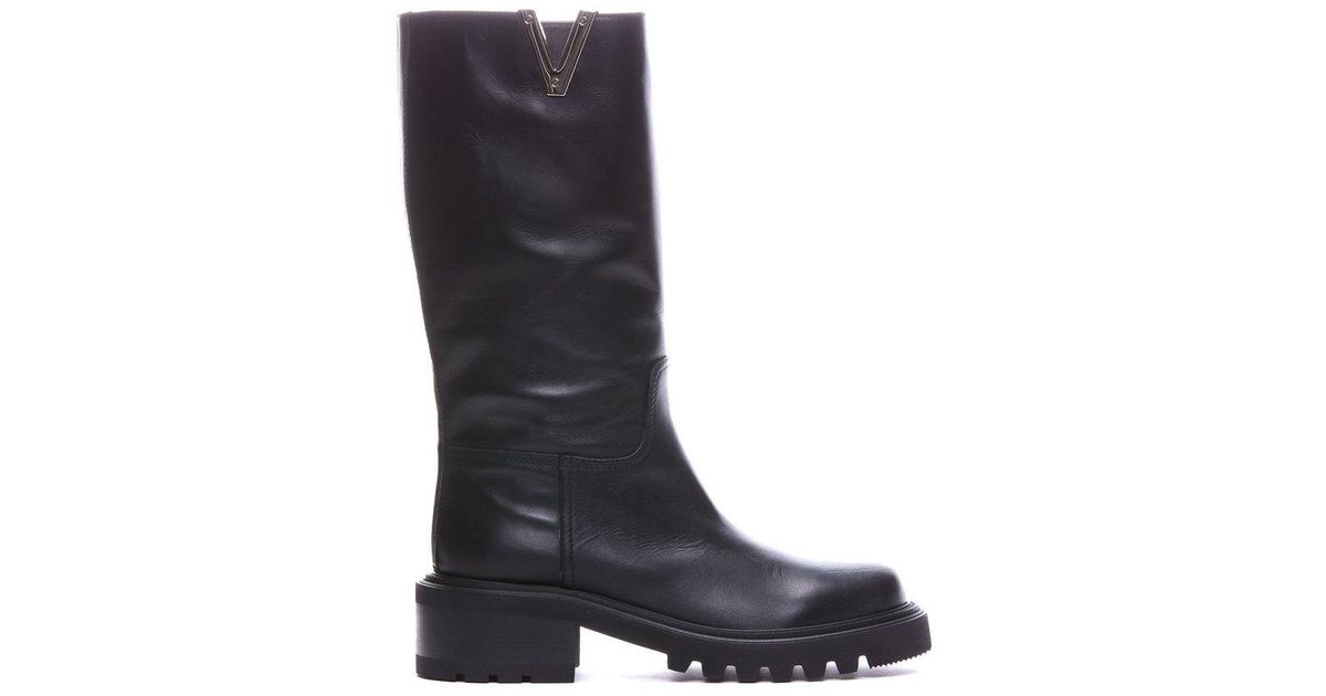 Via Roma 15 Lug Sole Boots in Black | Lyst